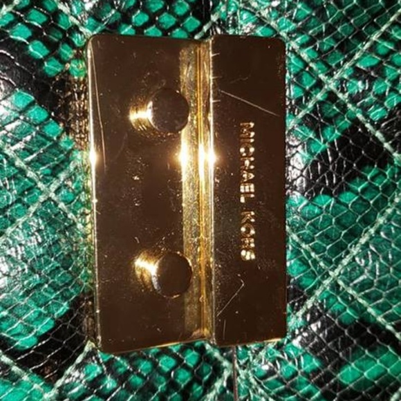 Michael Kors | Bags | Mk Sloan Palmetto Green Black Snake Bag | Poshmark